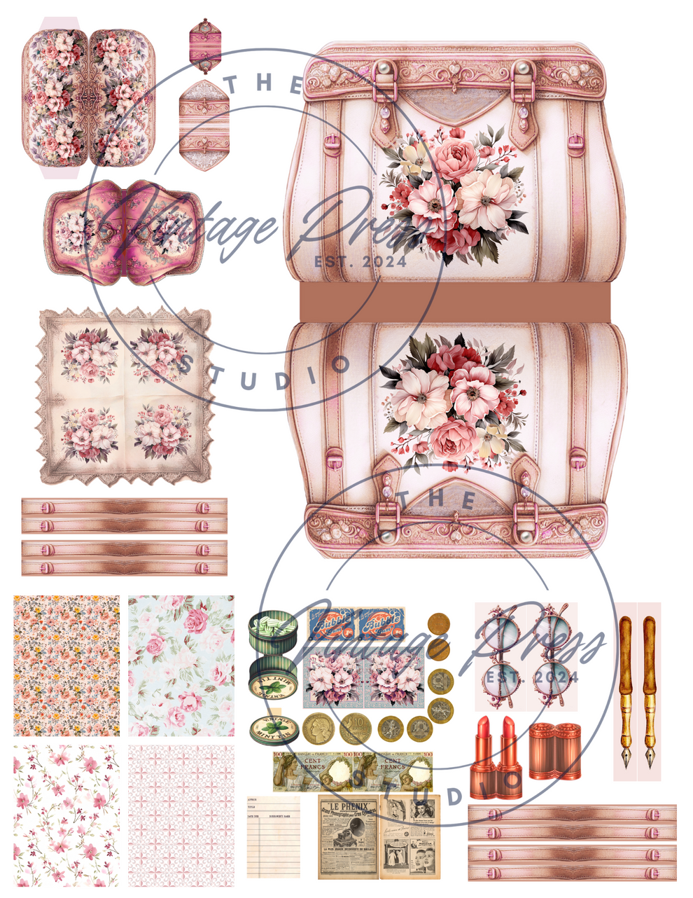 "Grandma's Purse" Junk Journal Fabric & Paper Kit – Vintage Press Studio